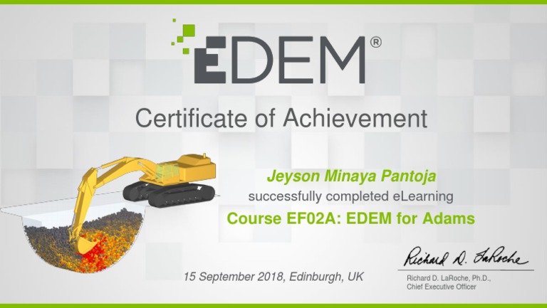 EDEM ELearning Certificate - EDEM - For - Adams - Course - Jeyson Minaya Pantoja | PDF