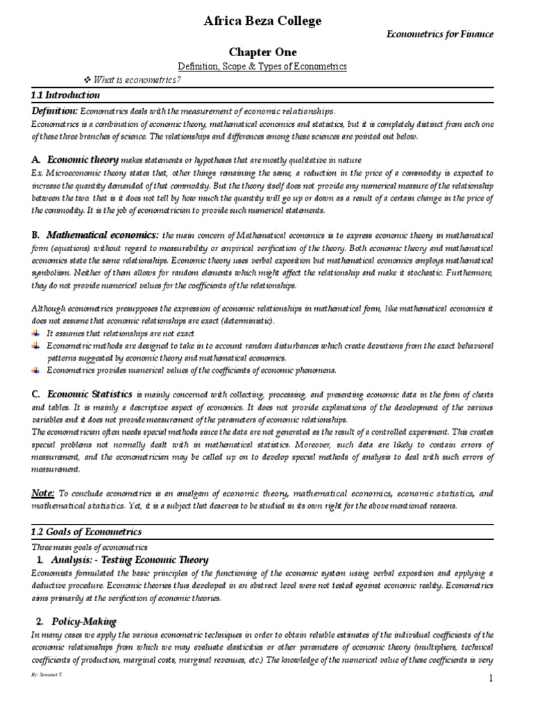 Chapter One: What Is Econometrics? | PDF | Econometrics | Statistics