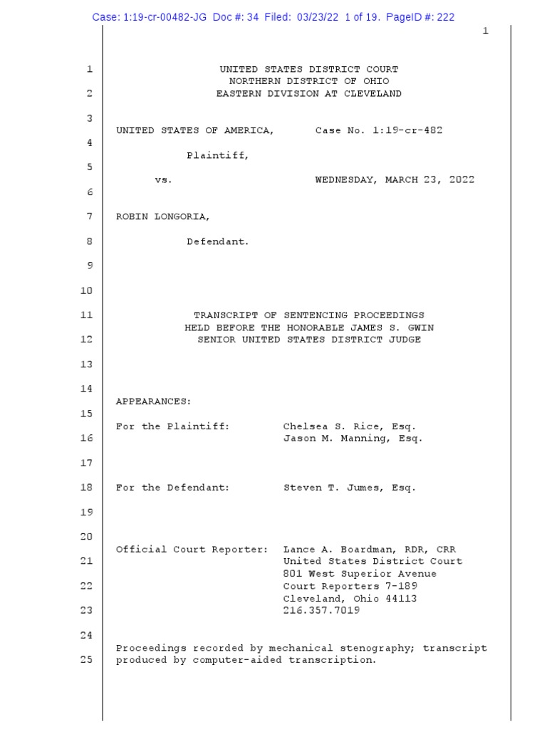 Robin Renee Longoria Sentencing March 23rd, 2022 19-Pages Jail Plus ...