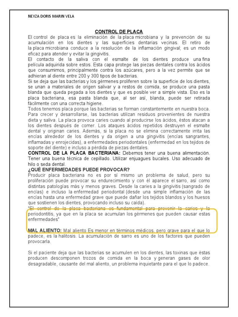 Control de Placa | PDF | Odontología | Medicina CLINICA