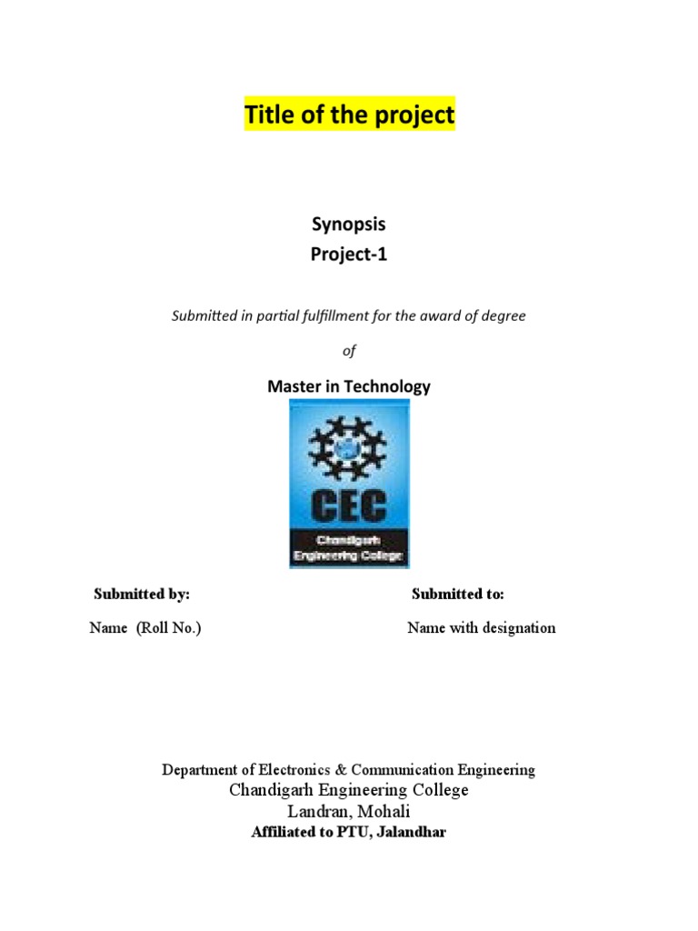 Format of Synopsis - Project - 1 | PDF | Thesis