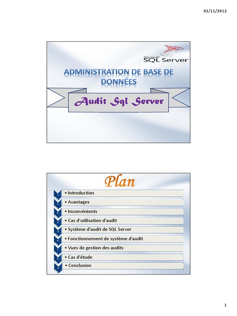 Audit SQL Server | PDF | Microsoft SQL Server | Serveur (Informatique)