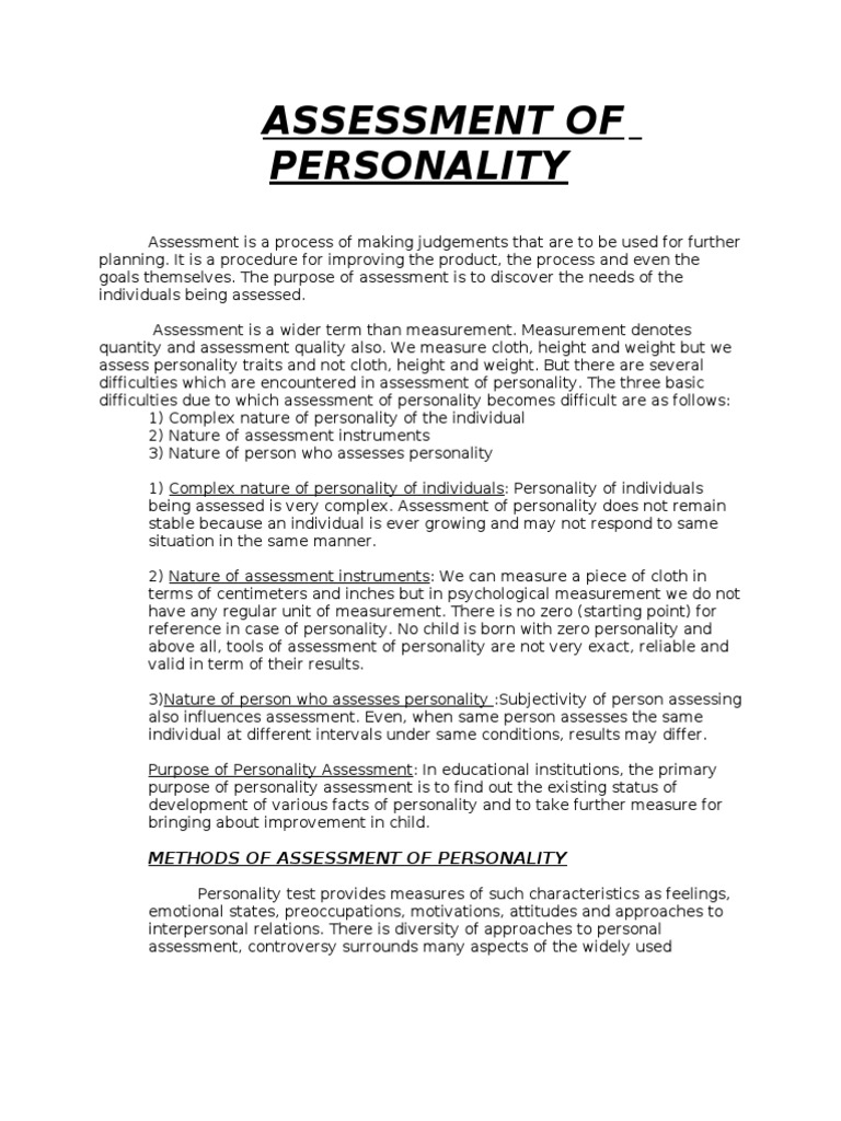 Assessment of Personality 5 | PDF | Test (Assessment) | Observation