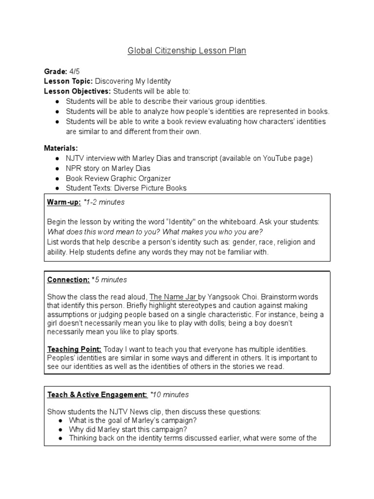 Michelle Reyes Global Citizenship Lesson Plan | PDF | Lesson Plan ...