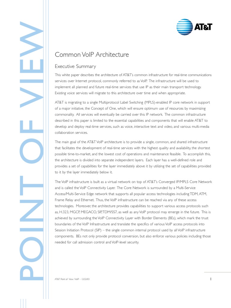 Common Voip Architecture: Executive Summary | PDF | Session Initiation ...