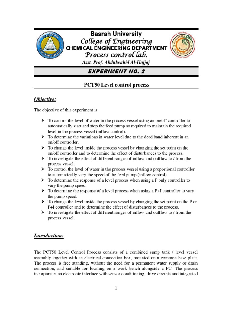 College of Engineering Process Control Lab.: Basrah University | PDF ...