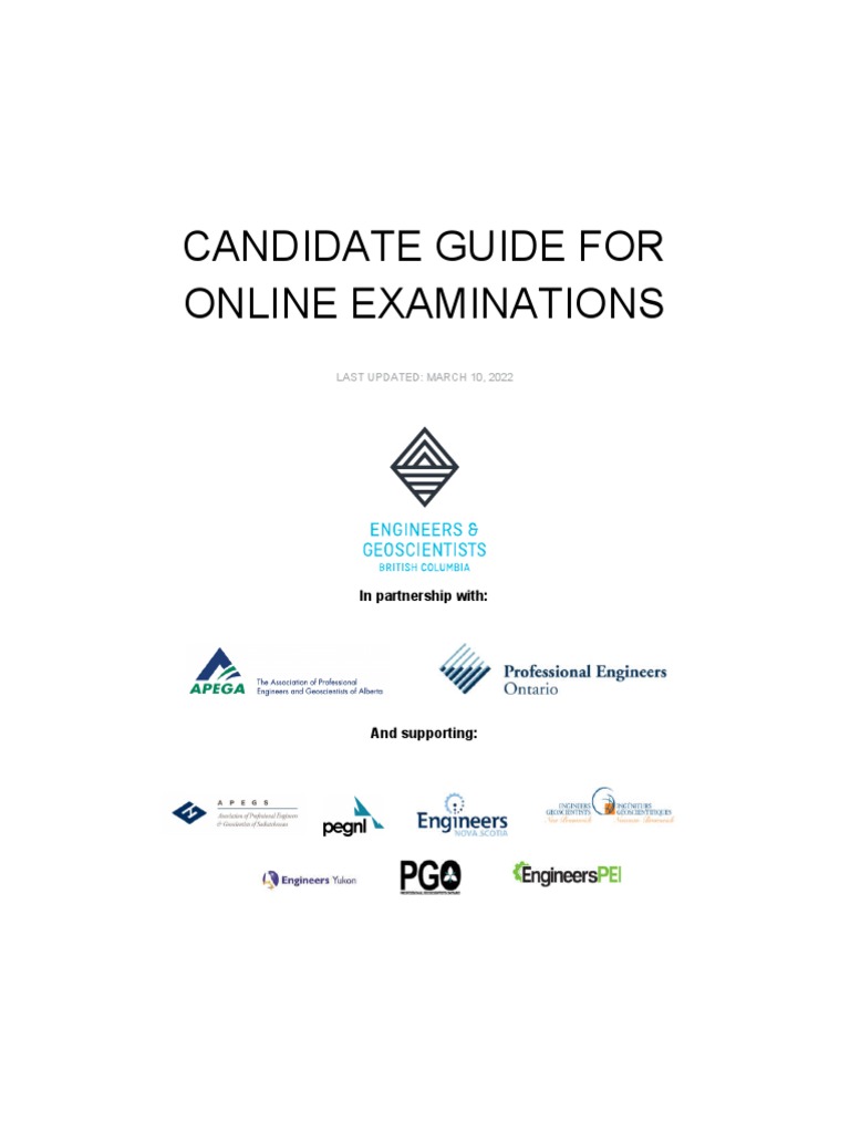 Candidate Guide For Online Examinations: Last Updated: March 10, 2022 ...