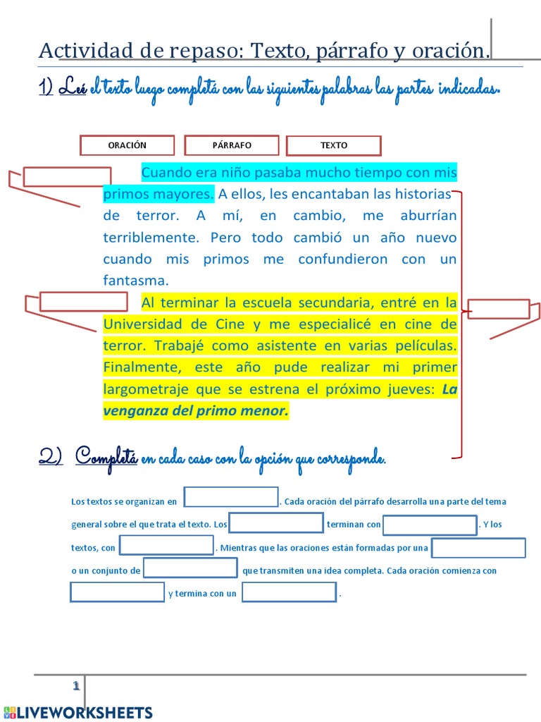 El Texto Luego Completá Con Las Siguientes Palabras Las Partes ...