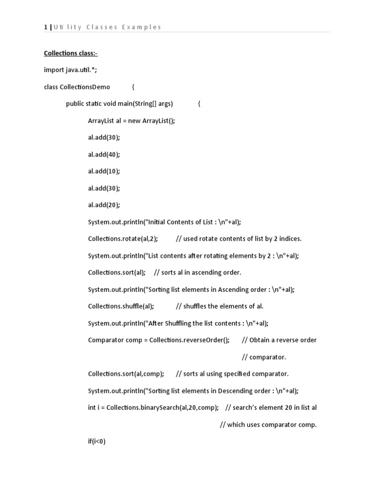 Collections Class:-: Utility Classes Examples | PDF | Array Data ...