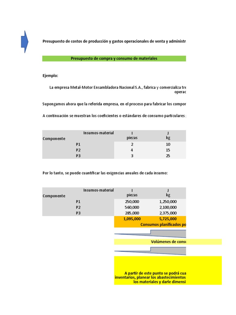 Presupuesto de Compras de Insumos o Materiales | PDF | Presupuesto ...