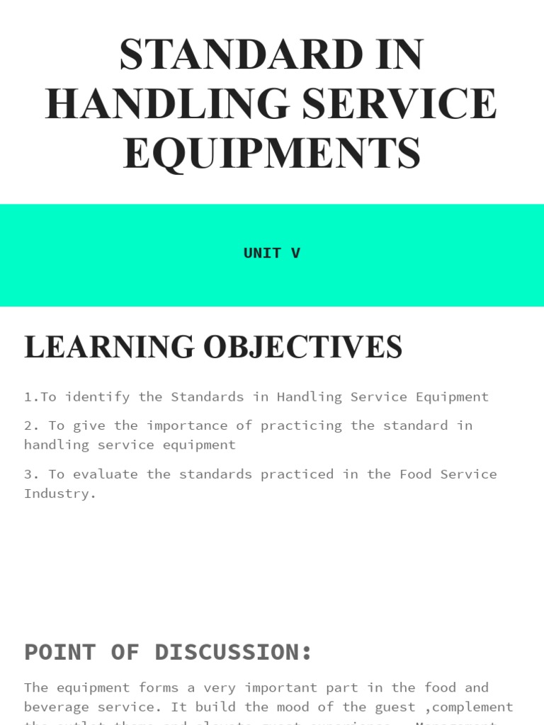 Standard in Handling Service Equipments | PDF