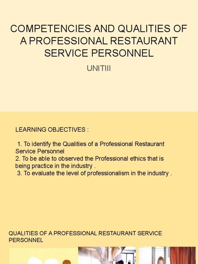 Professional Qualities in Restaurant Service | PDF | Body Language ...