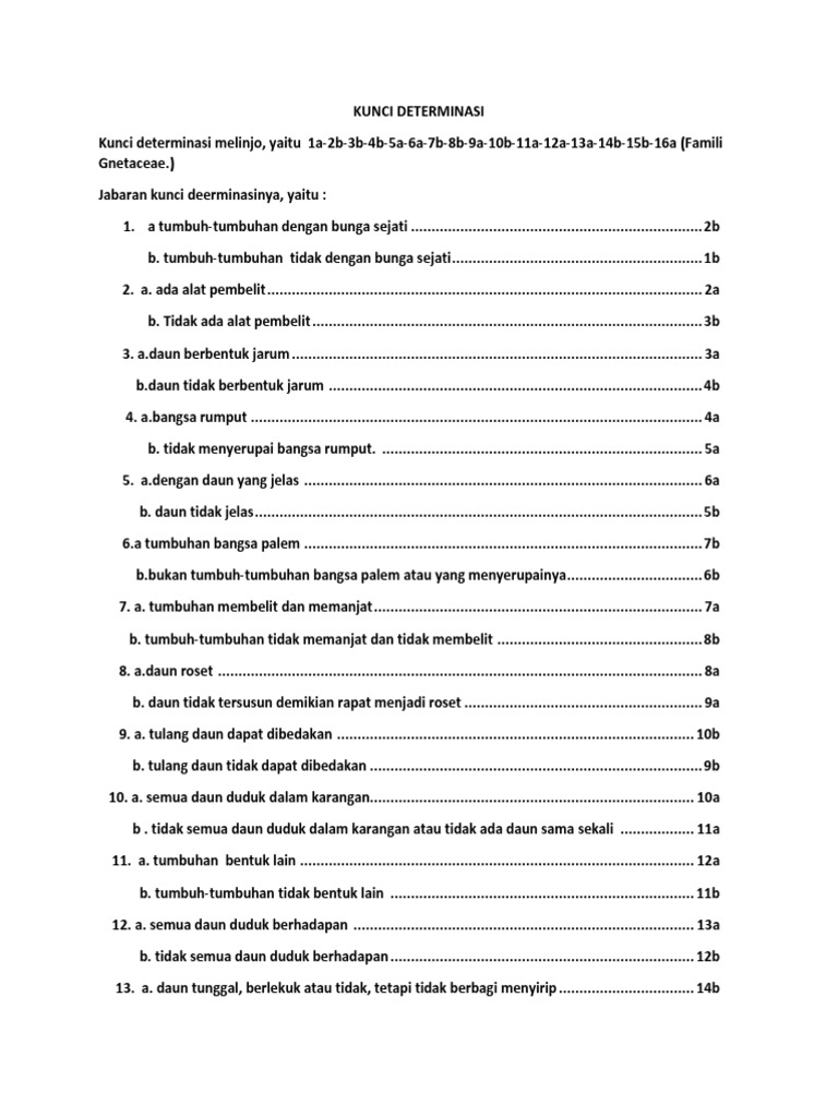 KUNCI DETERMINASI, Melinjo | PDF