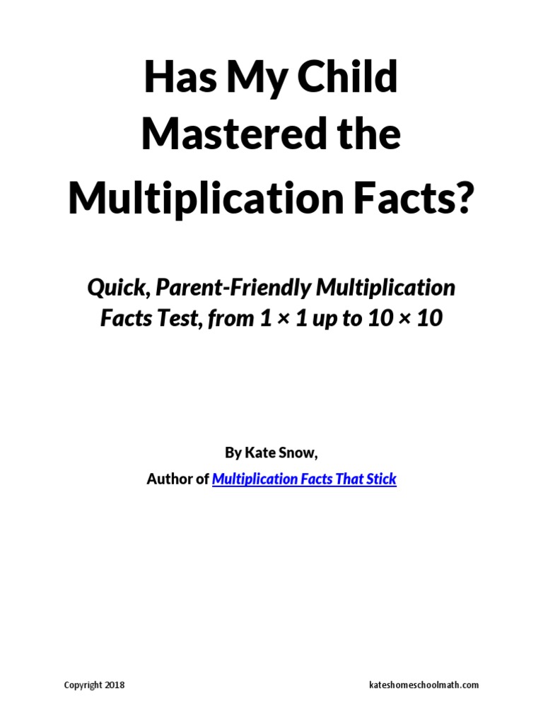 Has My Child Mastered The Multiplication Facts? | Download Free PDF ...