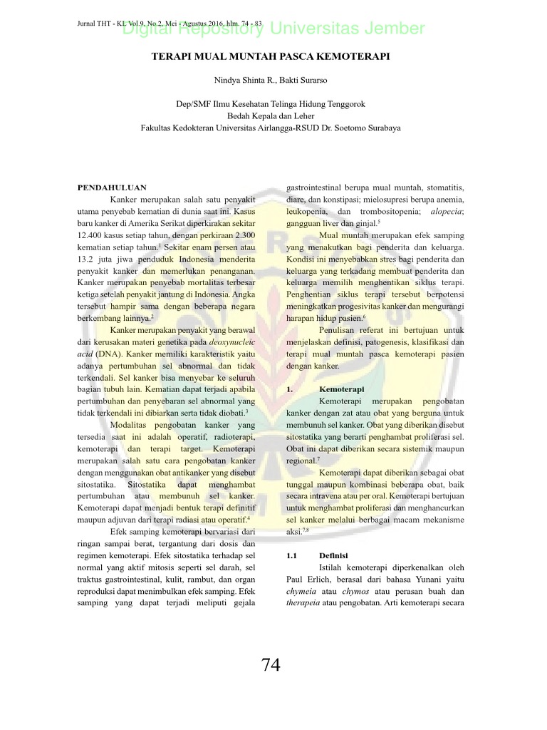 F. K - Jurnal - Nindya Shinta R - Terapi Mual Muntah Pasca Kemoterapi | PDF