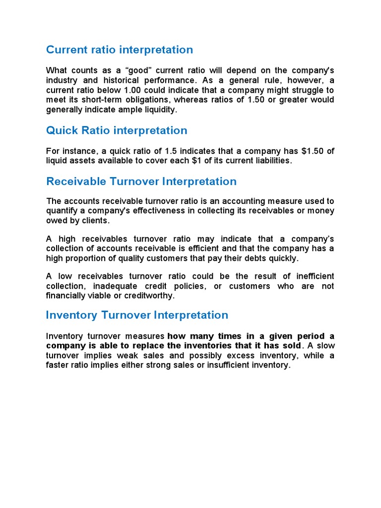 Financial Ratios Interpretations | PDF | Price–Earnings Ratio | Investing