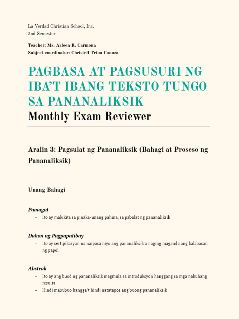 Pagbasa at Pagsuri PDF | PDF