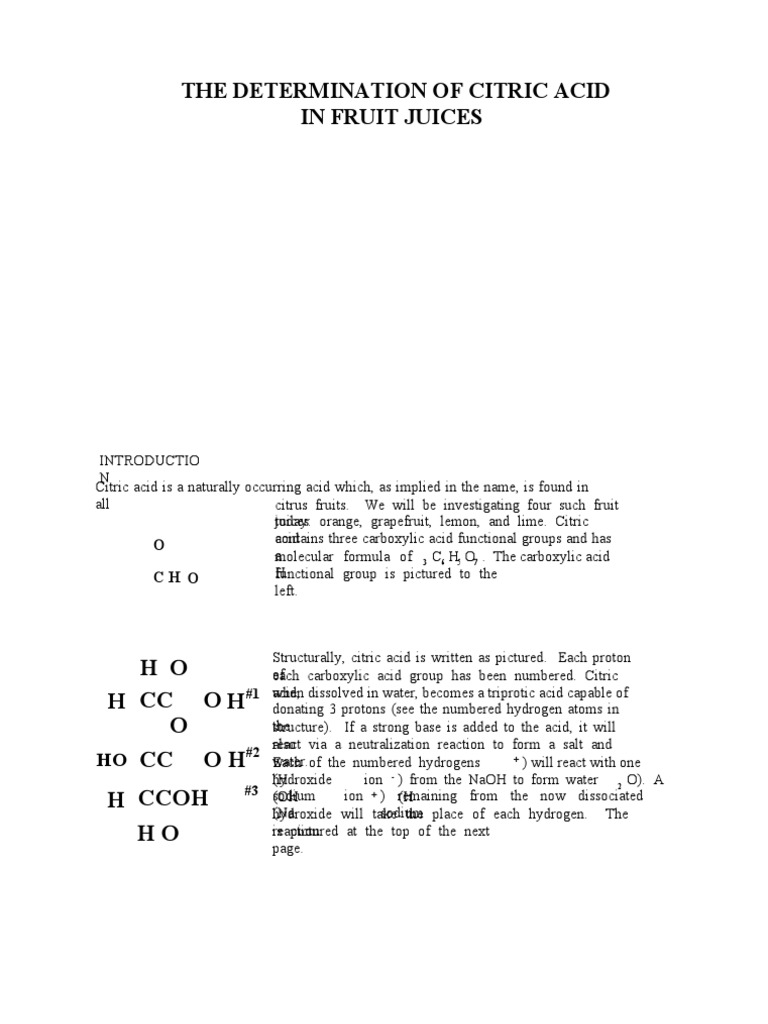 Citric Acid | PDF | Titration | Chemistry