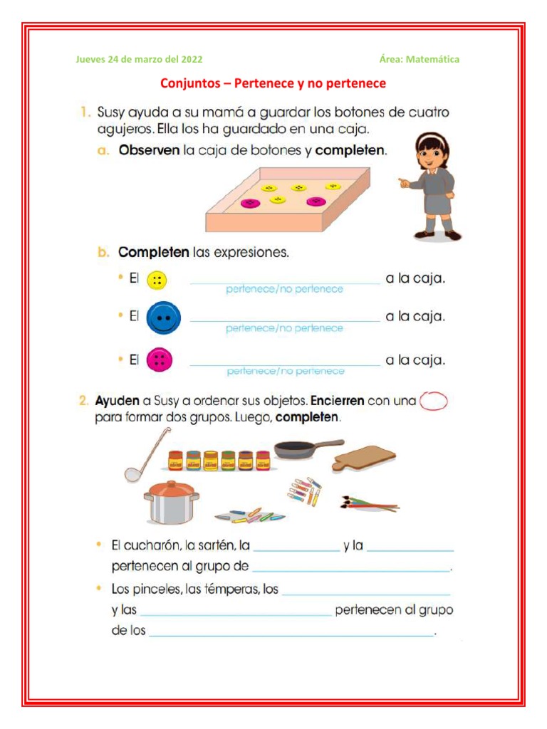 Conjuntos-Pertenece y No Pertenece | PDF