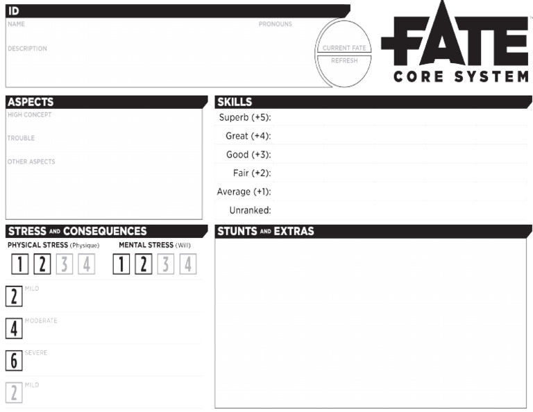Fate Core Character Sheet | PDF
