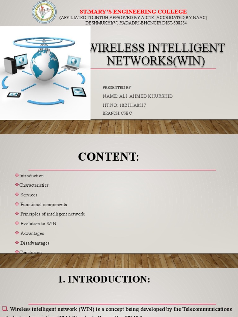 Wireless Intelligent Networks (Win) : ST - Mary'S Engineering College ...