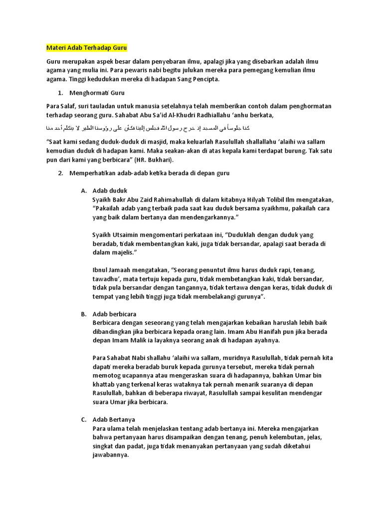 Adab Terhadap Guru | PDF