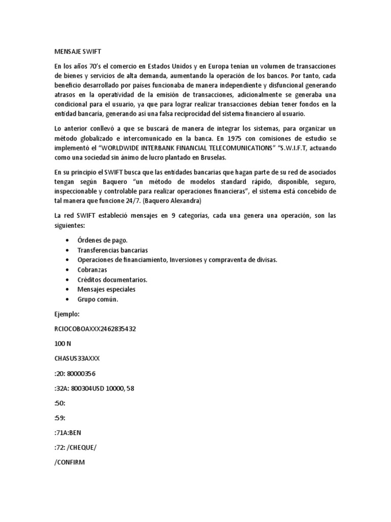 Mensaje Swift | PDF