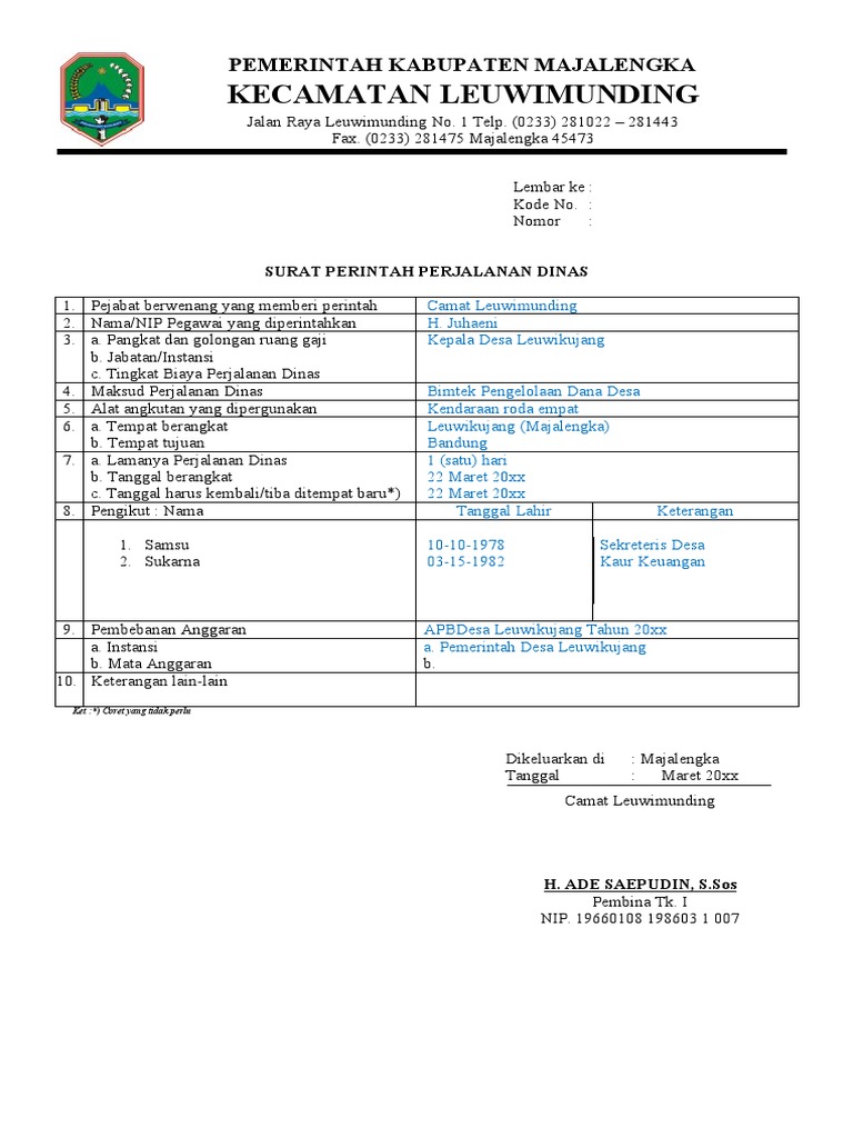 Berkas SPPD Desa Lengkap | PDF