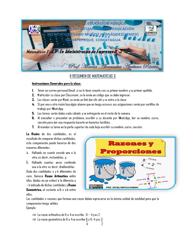 II y III Resumen de Matematicas 3 IGMH 2022. | PDF | Interés | Proporción