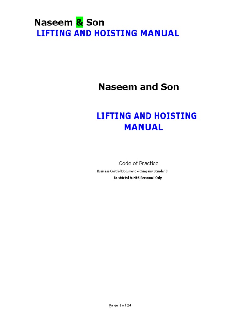 SHELL SMEP Lifting and Hoisting Manual Rev 1 0 Converted | PDF