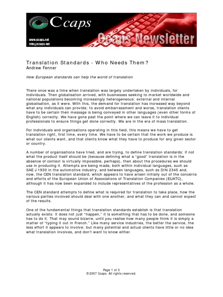 Standards of Translation What Are They | PDF | Translations