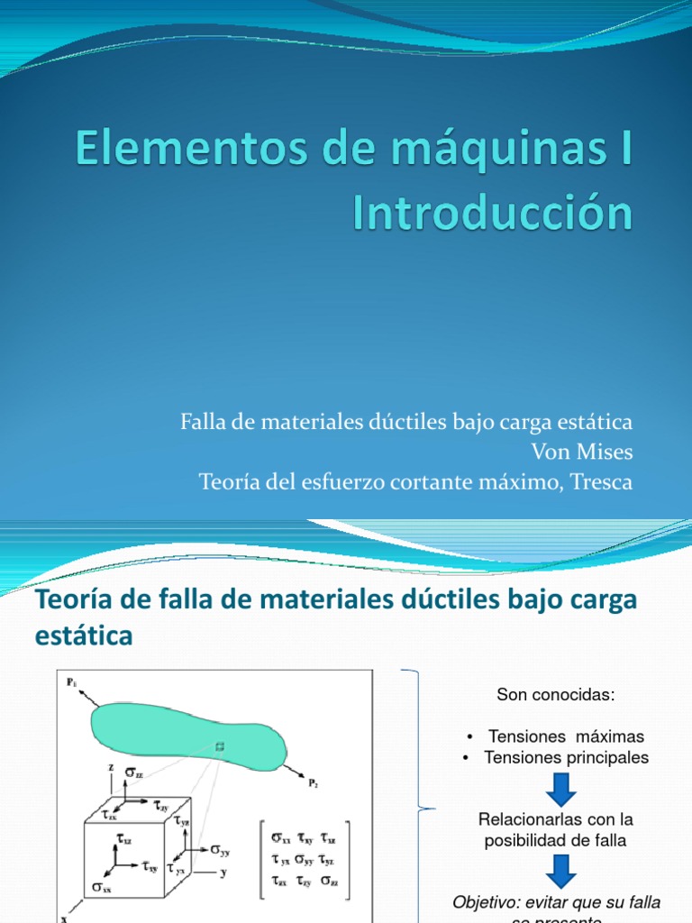 Teoria de Falla Estatica. Mat. Ductil. Elem. Maq. I. Diapos. | PDF ...