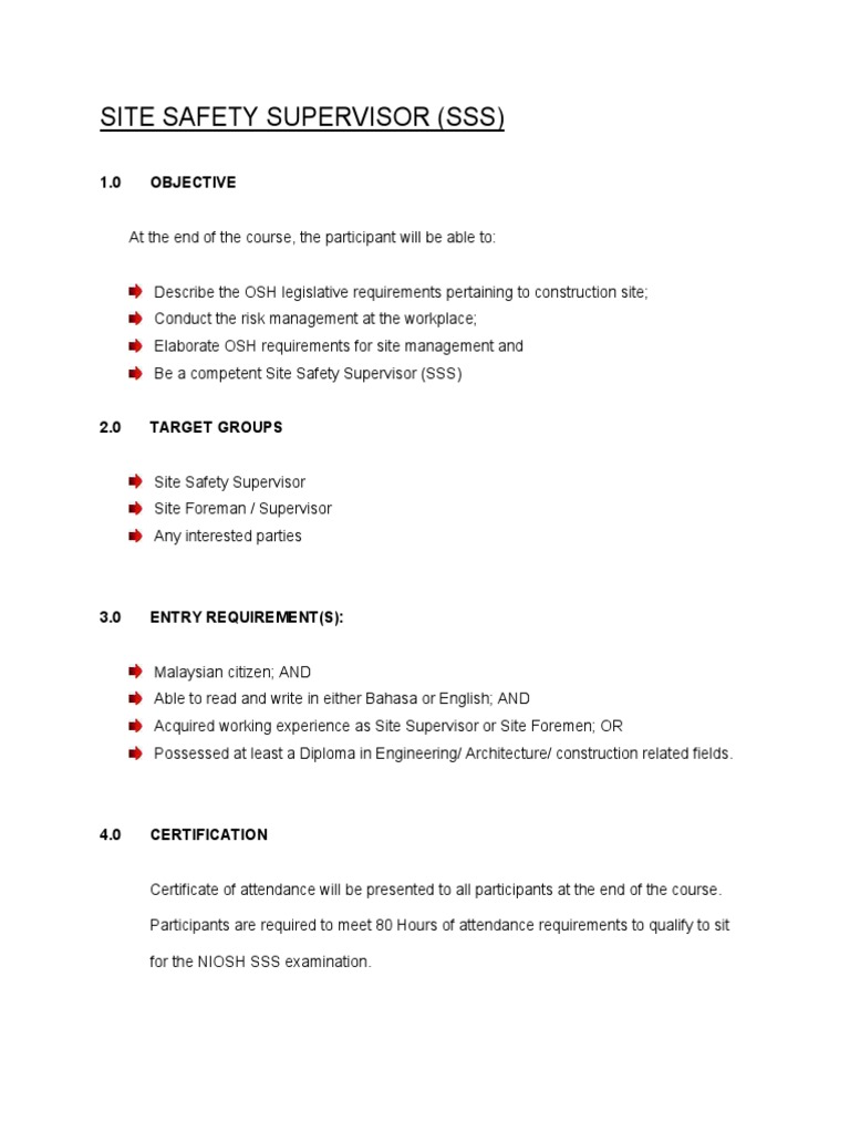 Site Safety Supervisor Curse and Qaulification | PDF | Occupational ...