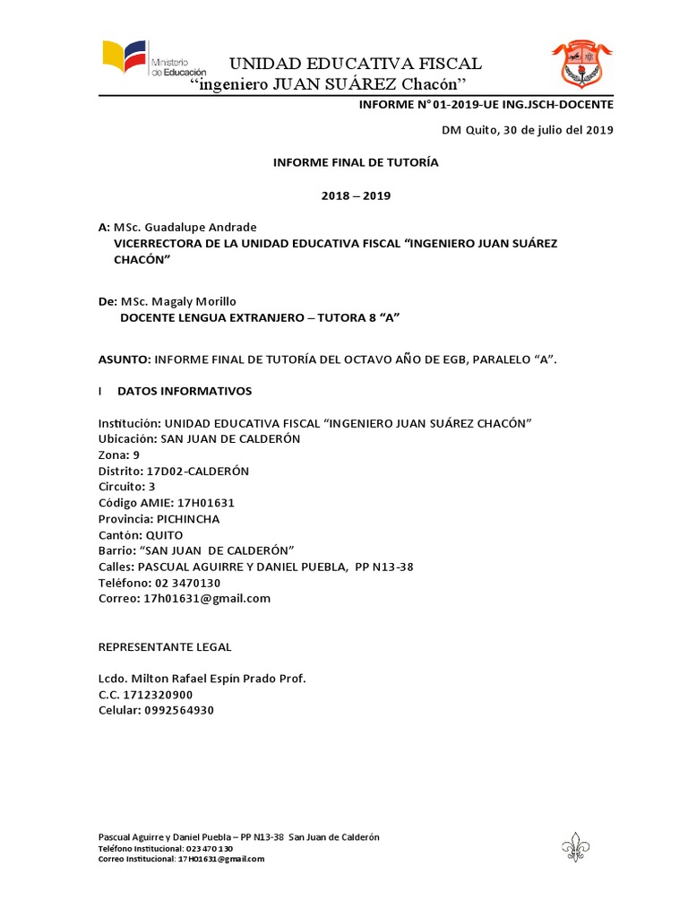 Informe Rector 2018-2019 | PDF