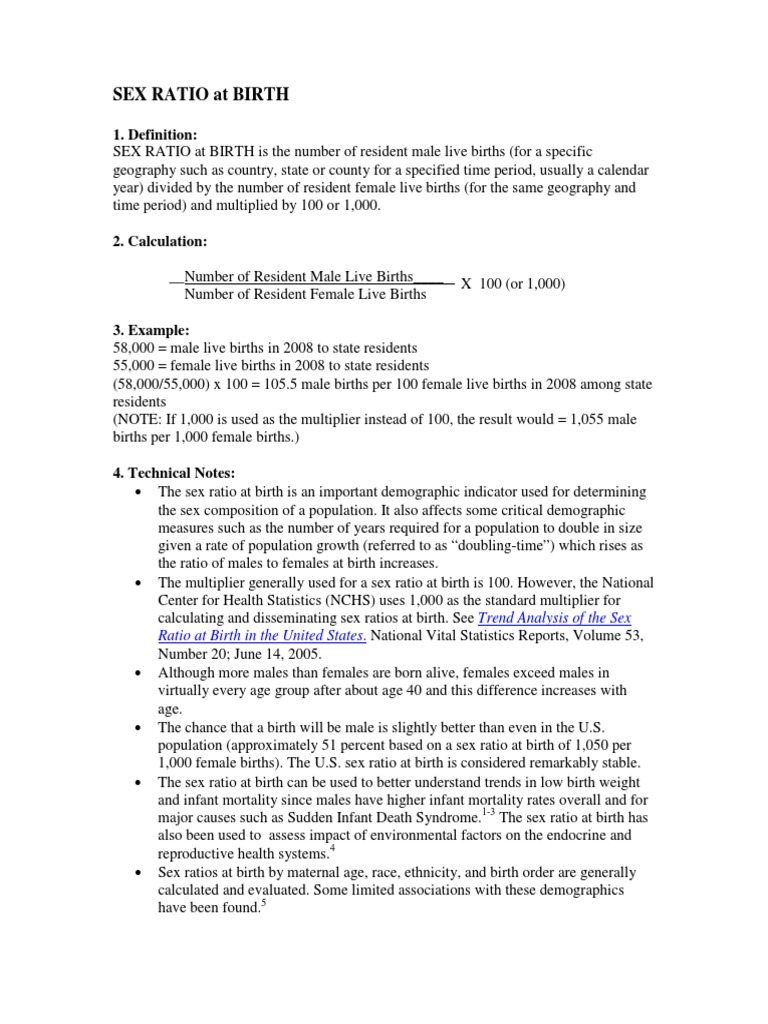 Sex Ratio at Birth | PDF | Infant Mortality | Demography