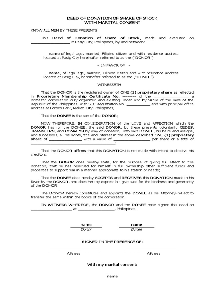 Deed of Donation With Marital COnsent | PDF | Deed | Justice