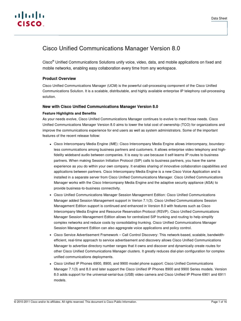 Cisco Unified Communications Manager Version 8.0 | PDF | Session ...