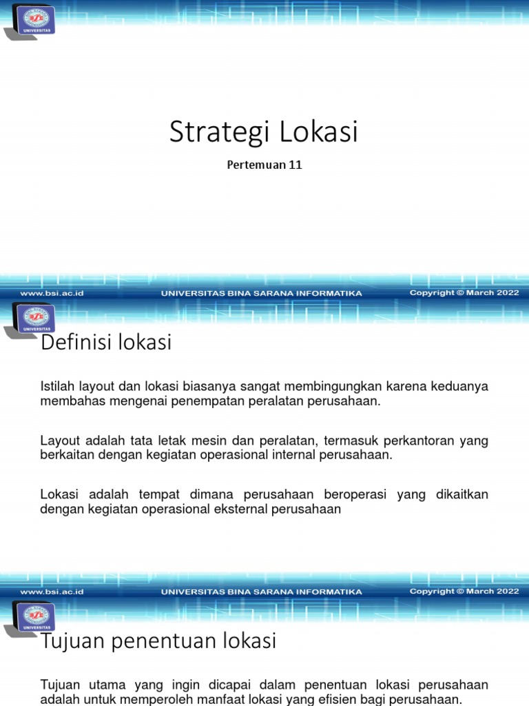 Strategi Lokasi: Pertemuan 11 | PDF