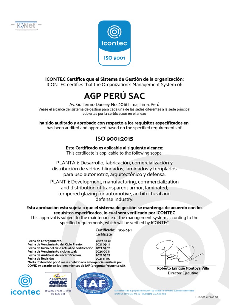 Agp Peru Sac 9001 | PDF