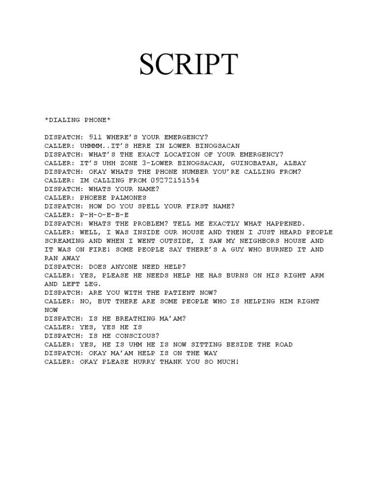 Script For Ems 911 Dispatch | PDF