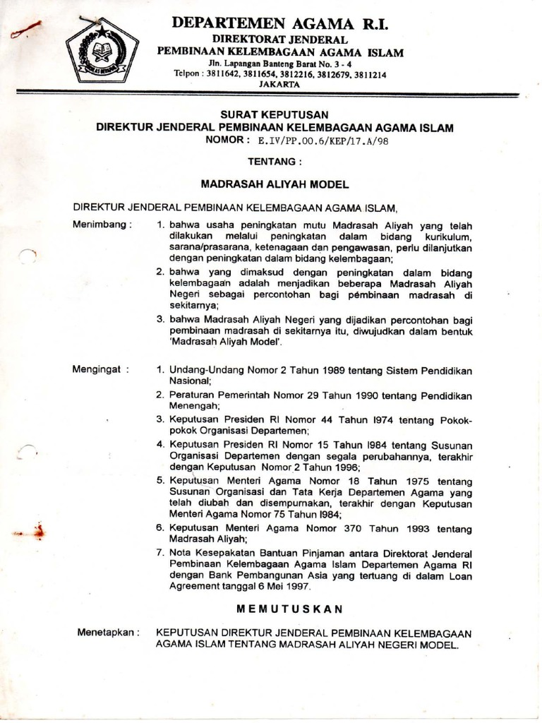 SK MAN Model Tahun 1998 | PDF