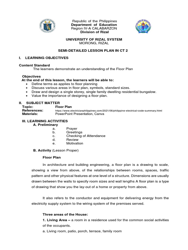 Floor Plan - Lesson Plan | PDF | Room | Door