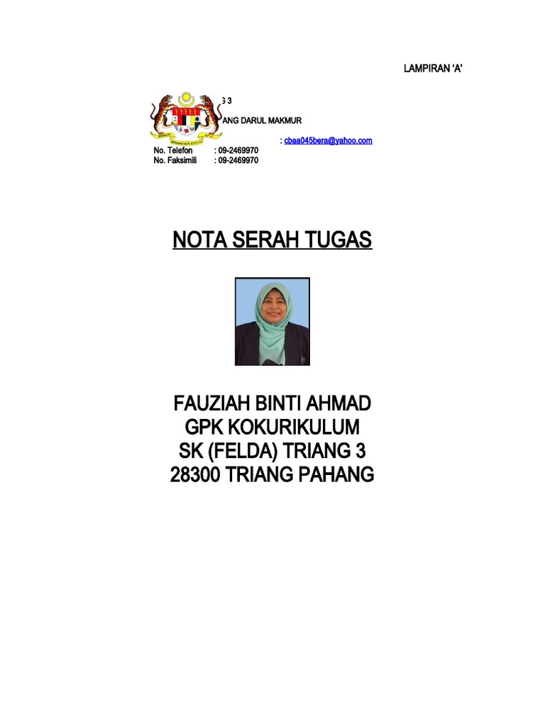 Format Nota Serah Tugas | PDF