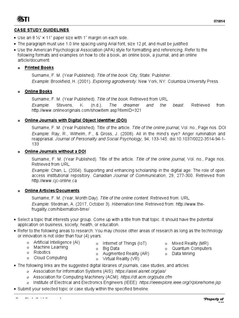 Case Study Guidelines: Property of STI | PDF | Internet Of Things ...