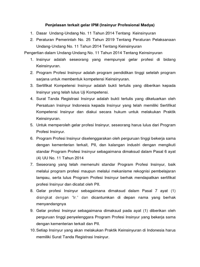 Penjelasan Terkait Gelar IPM | PDF
