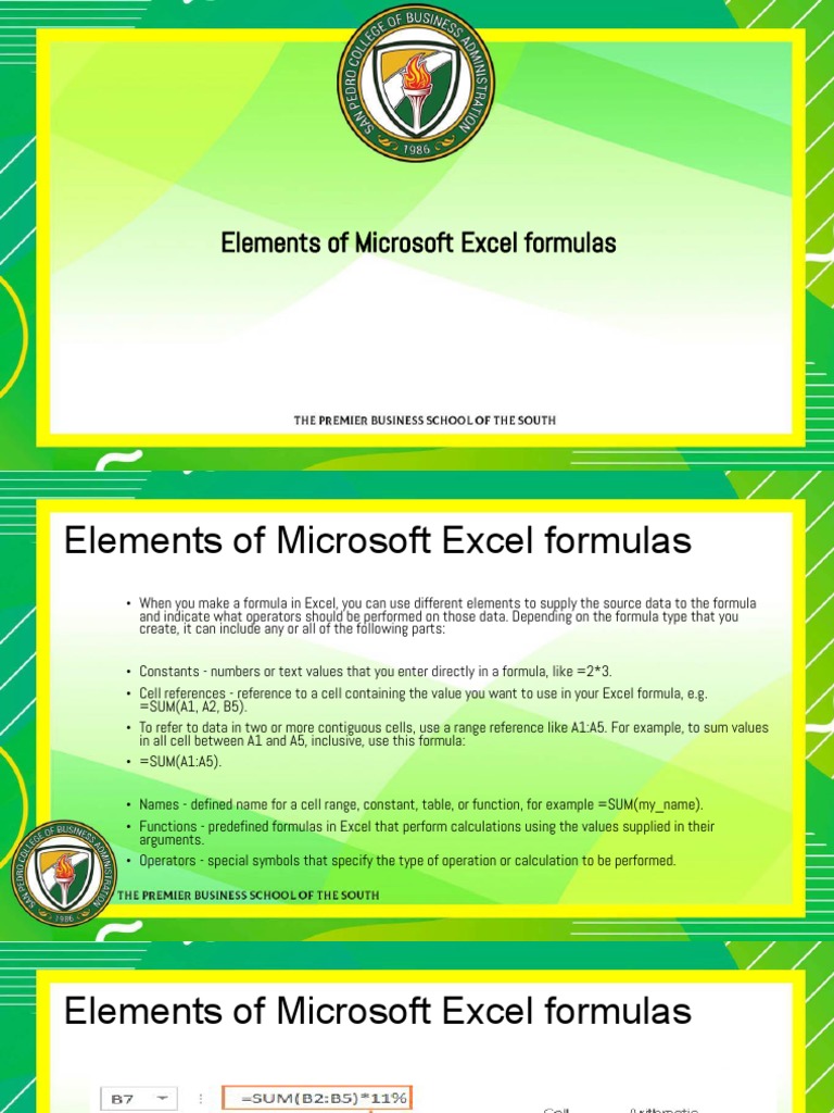 Elements of Microsoft Excel Formulas | PDF | Microsoft Excel | Formula