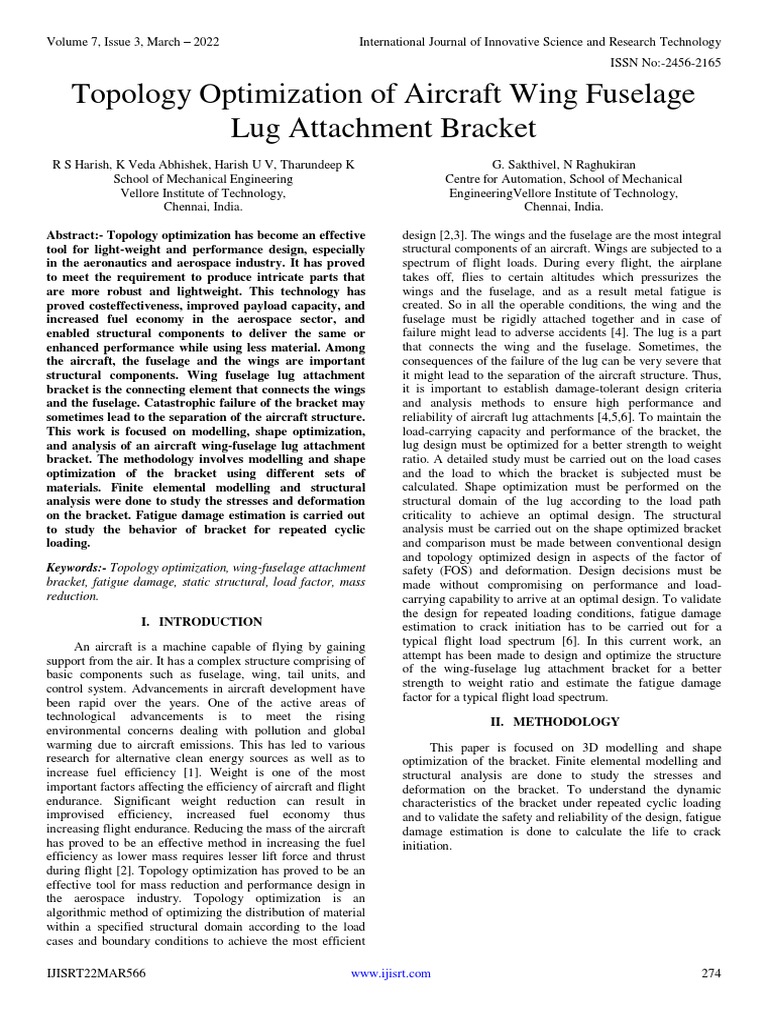 Topology Optimization of Aircraft Wing Fuselage Lug Attachment Bracket ...