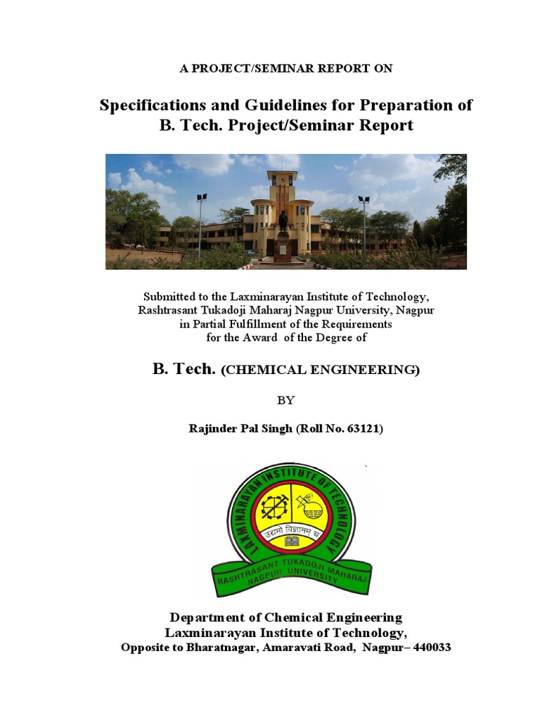 Project and Seminar Writing Guideline For B.tech. Chemical Engineering ...