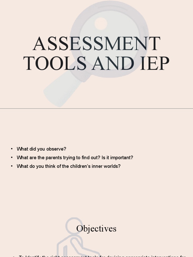 Assessment Tools and Development of IEP | PDF | Educational Assessment ...