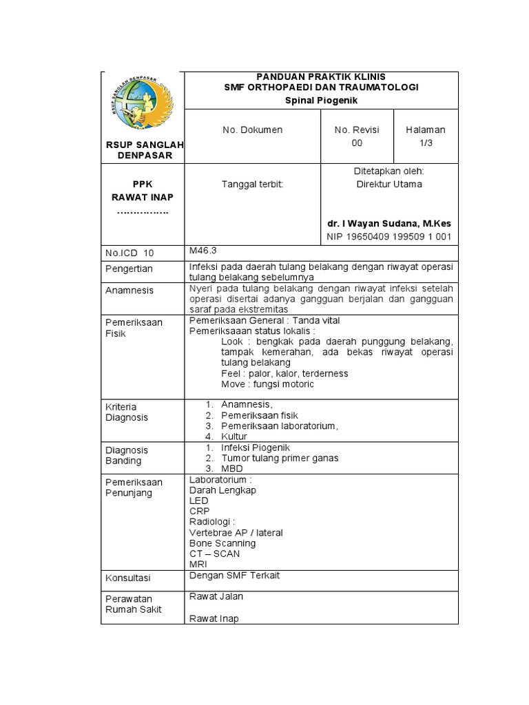 PPK Spinal Piogenik | PDF | Kesehatan Holistik
